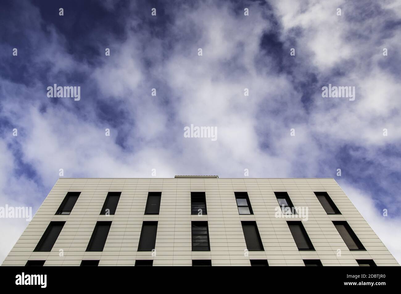 Modern building with sky and clouds, detail of contemporary ...