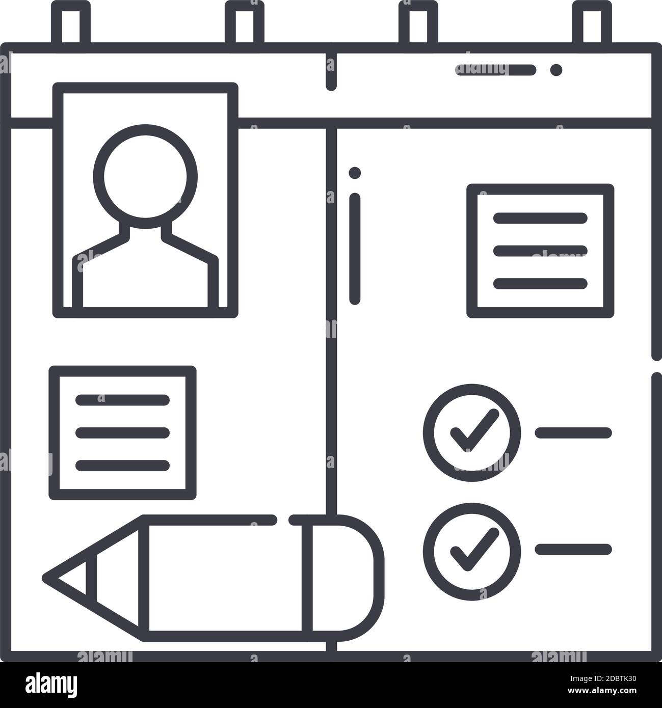 Working planner icon, linear isolated illustration, thin line vector ...