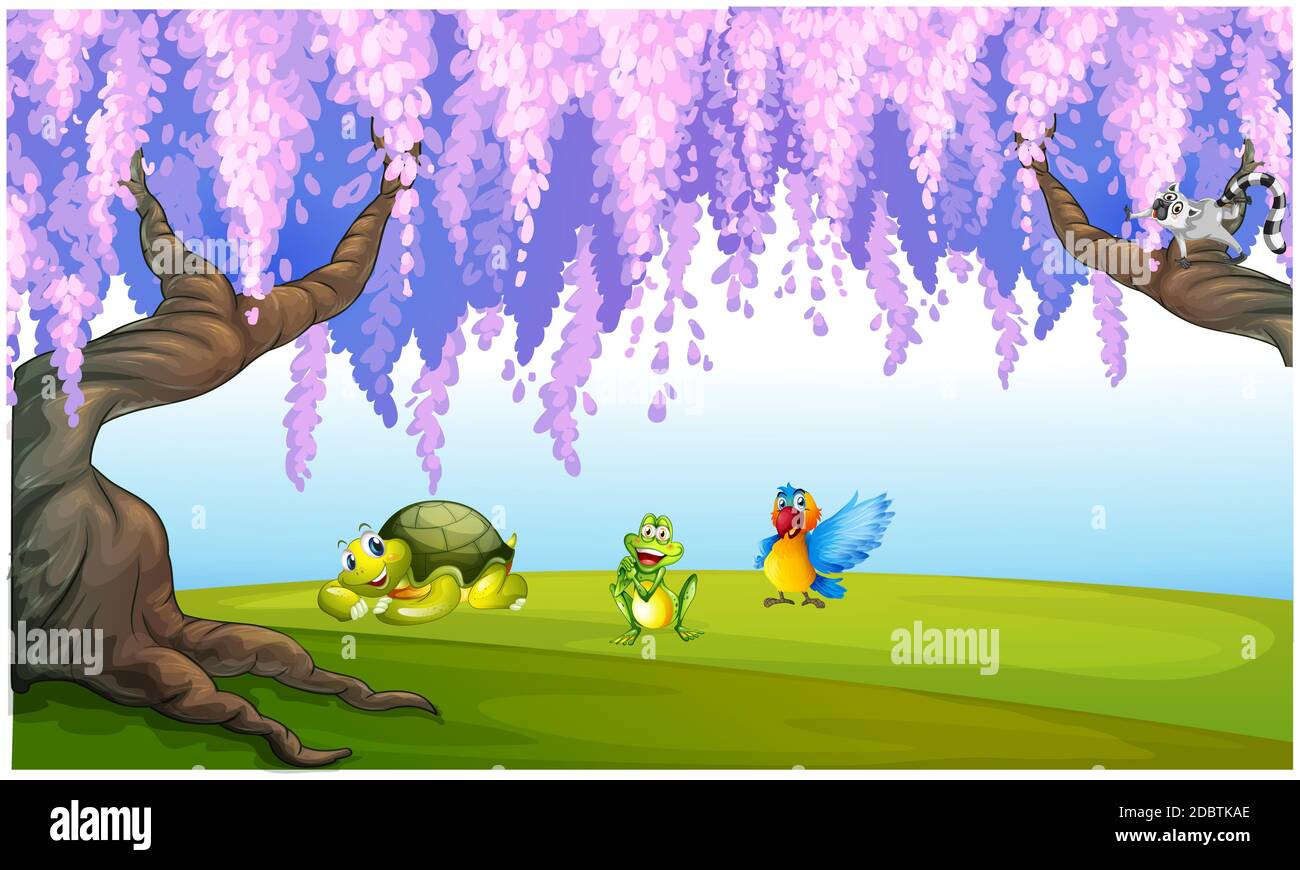 animals are playing in a garden Stock Photo - Alamy