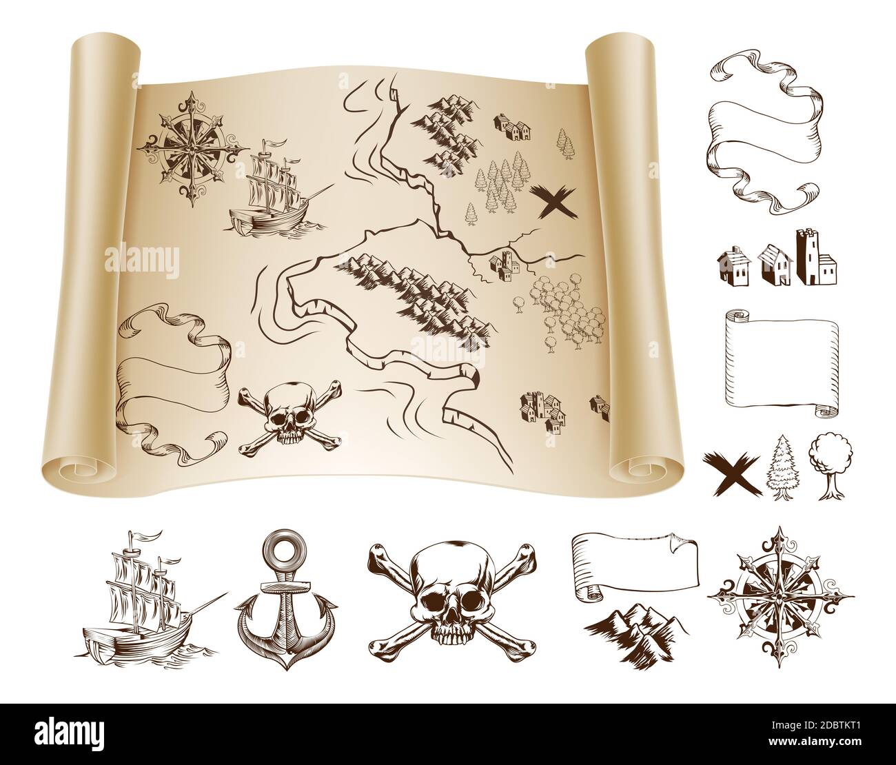 Tresure island map Cut Out Stock Images & Pictures - Alamy