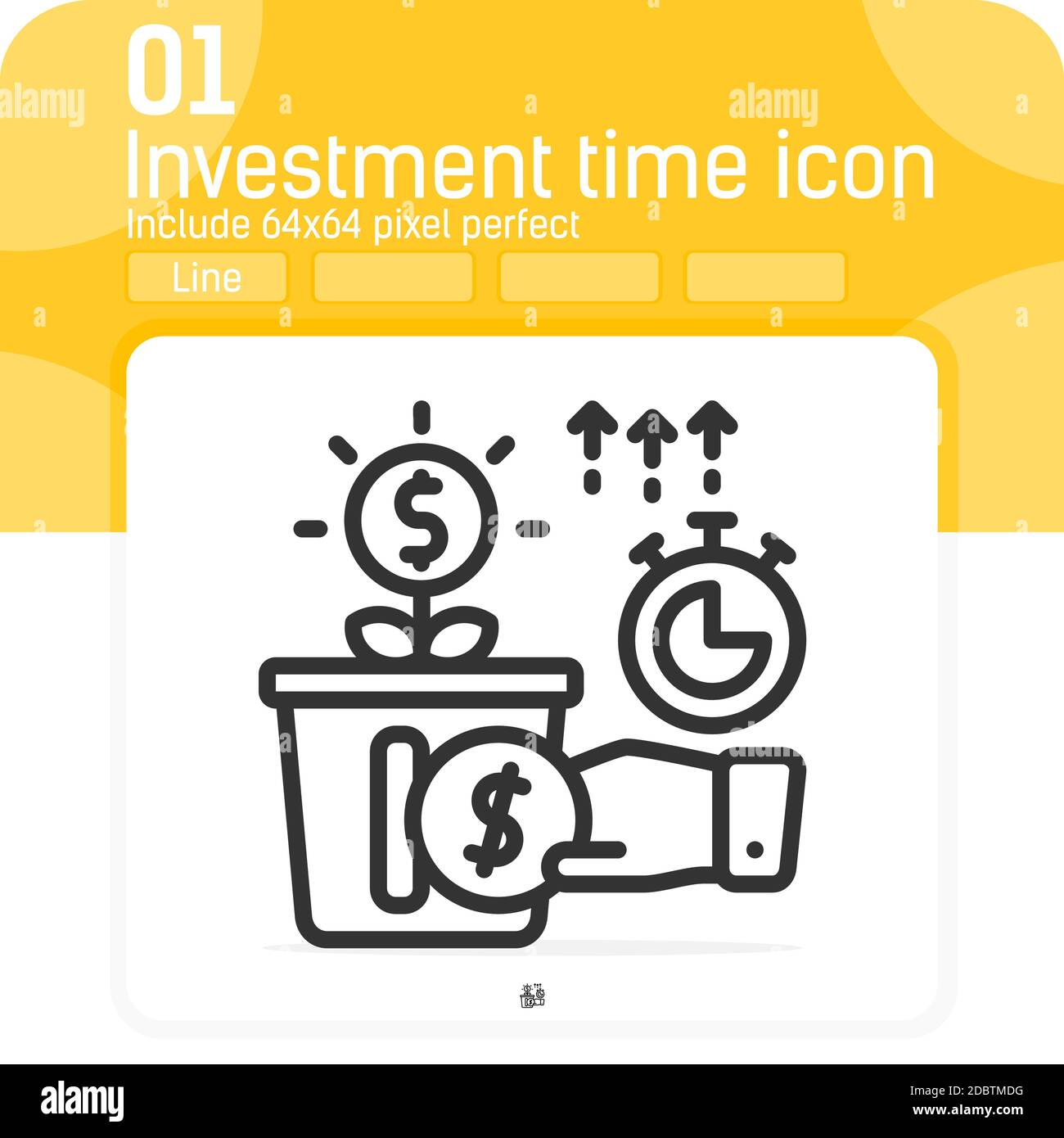 Investment time premium vector icon with line style isolated on white ...