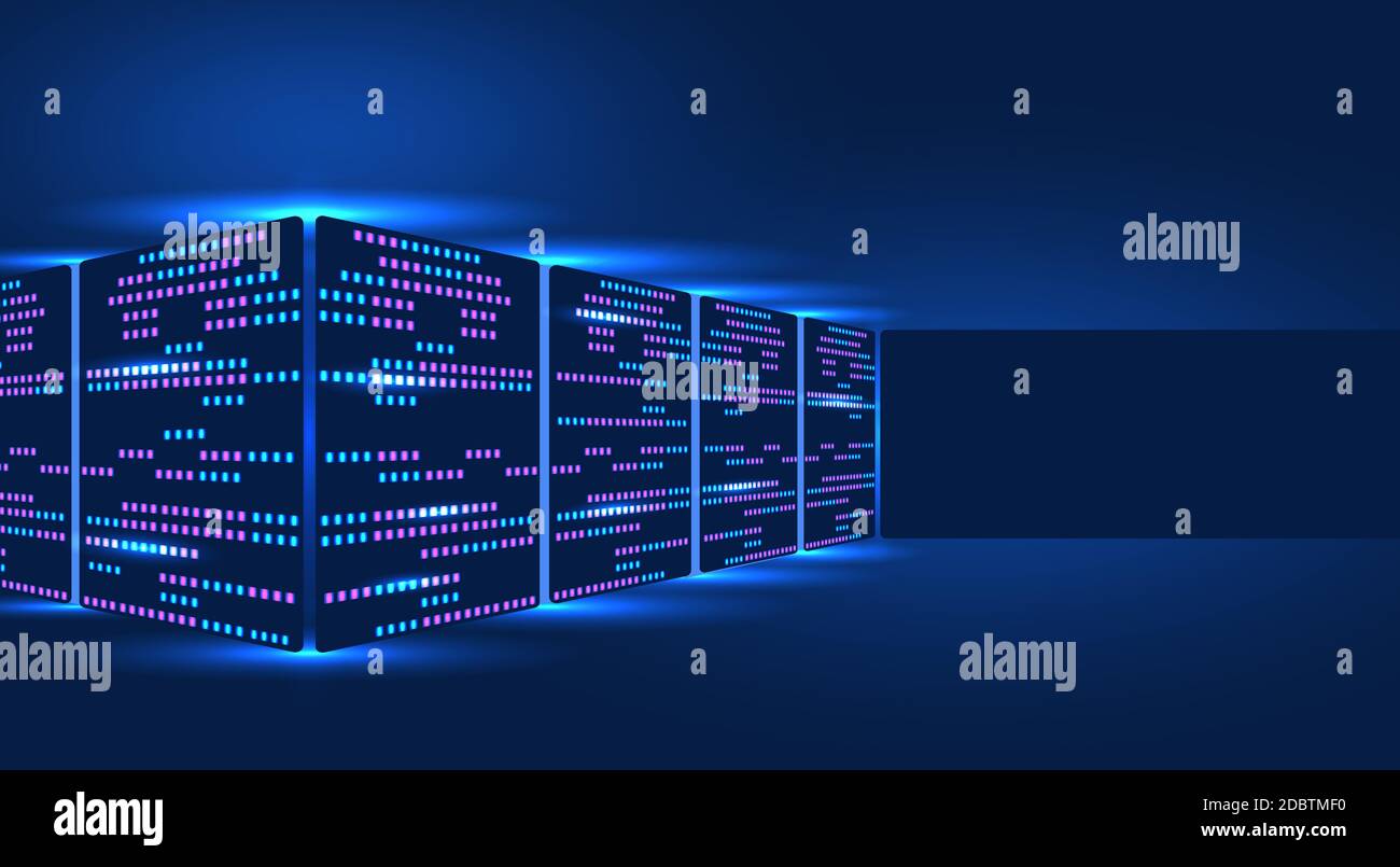 Server rack, blockchain technology, data center, concept of cloud ...