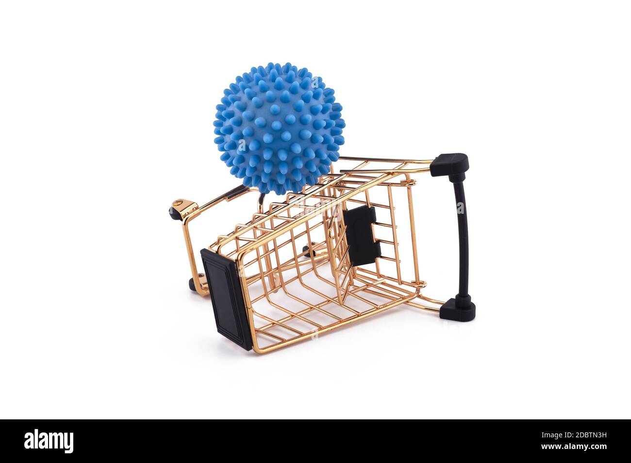 Blue virus molecule and shopping cart conceptual of the possibility of ...