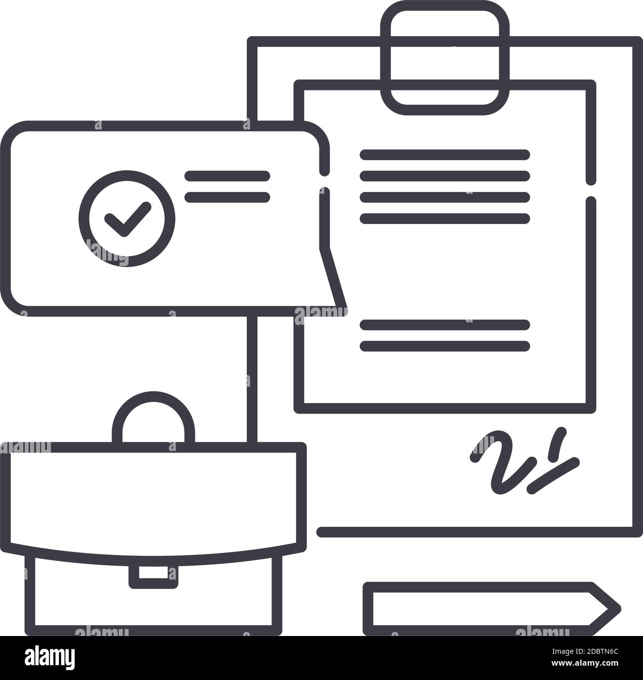 Working documents icon, linear isolated illustration, thin line vector ...