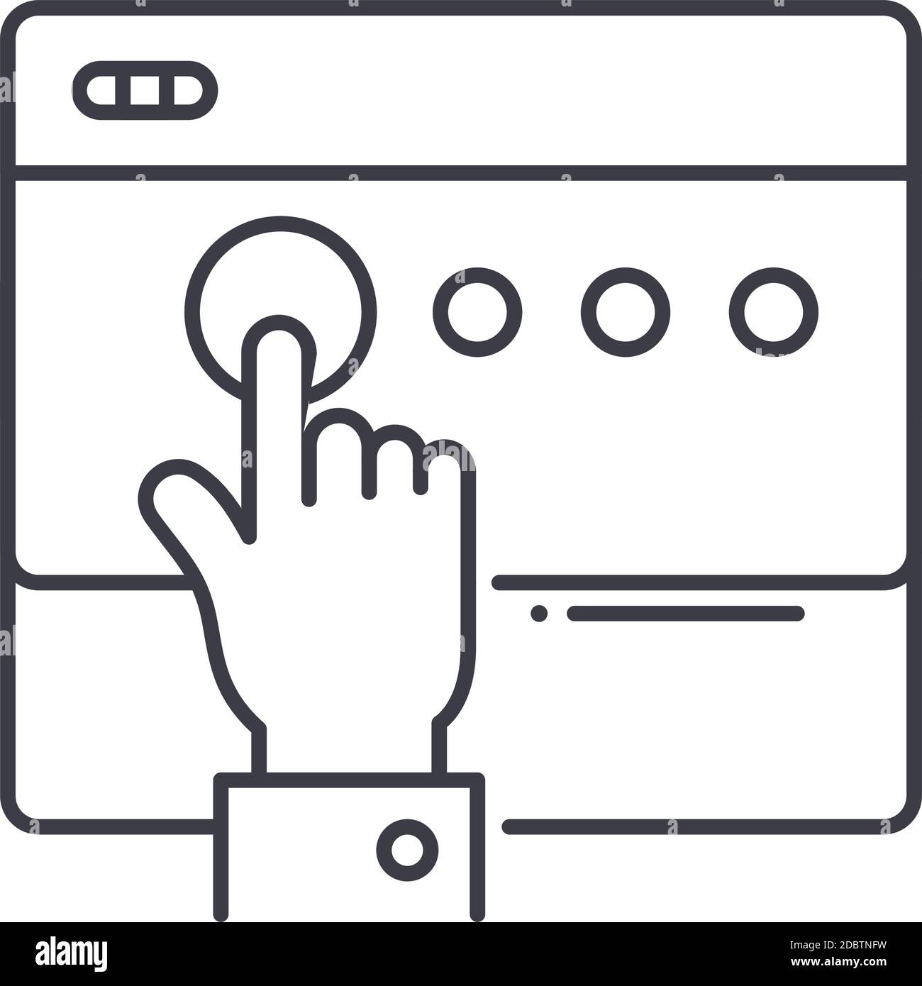 Touchscreen technology icon, linear isolated illustration, thin line ...