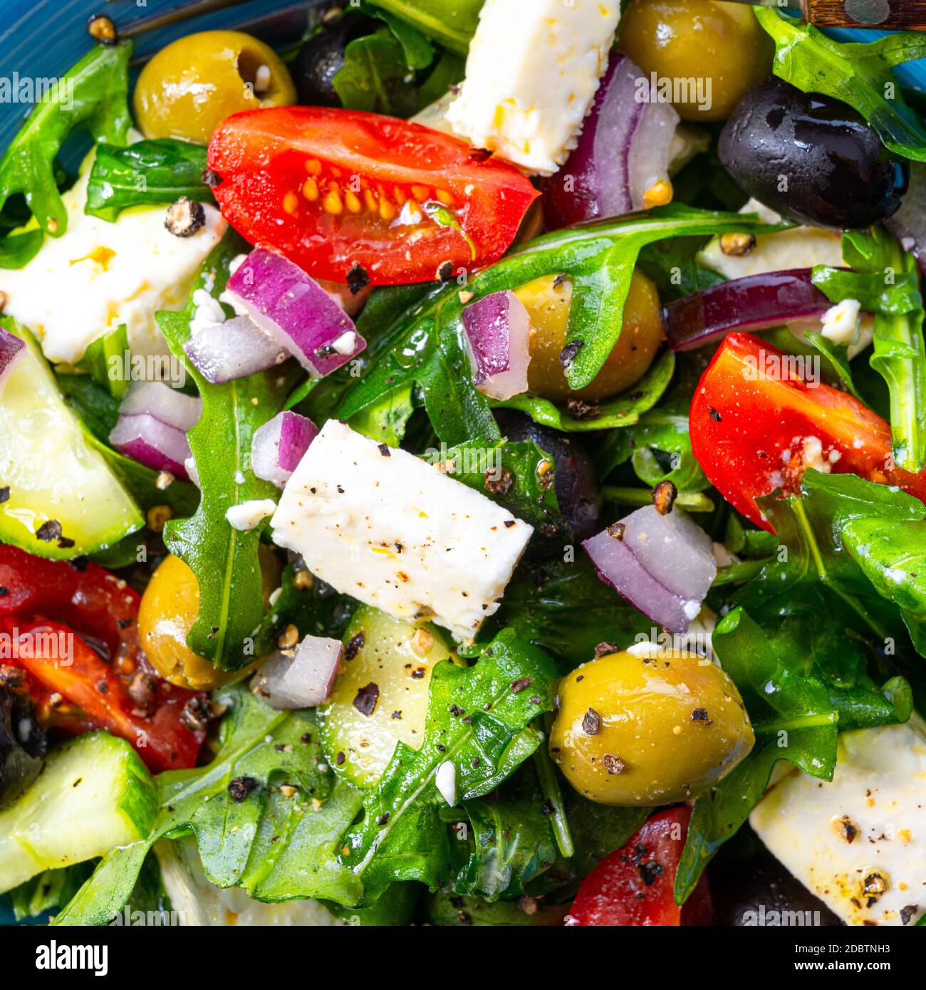 Rustic Greek salad with sheep's cheese Stock Photo - Alamy