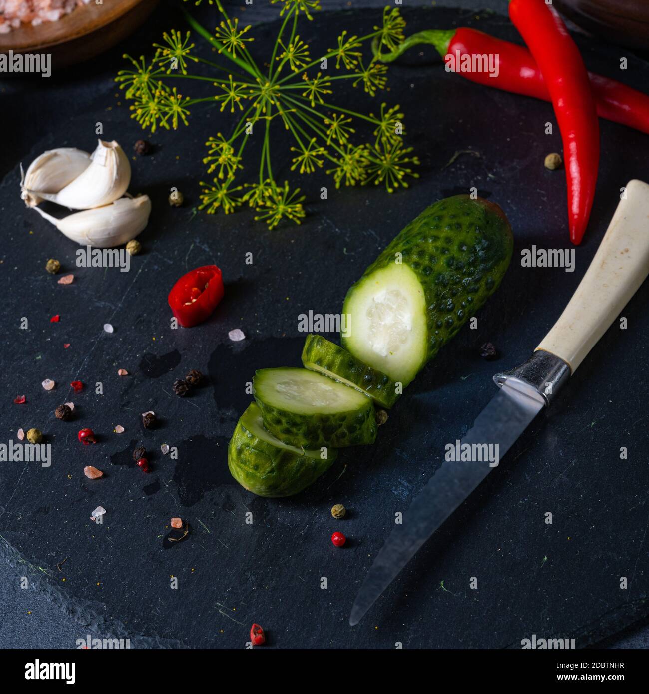 rustic fresh pickled cucumber (polish malosolne Stock Photo - Alamy