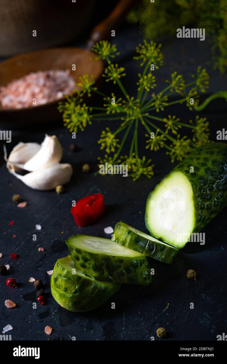 rustic fresh pickled cucumber (polish malosolne Stock Photo - Alamy