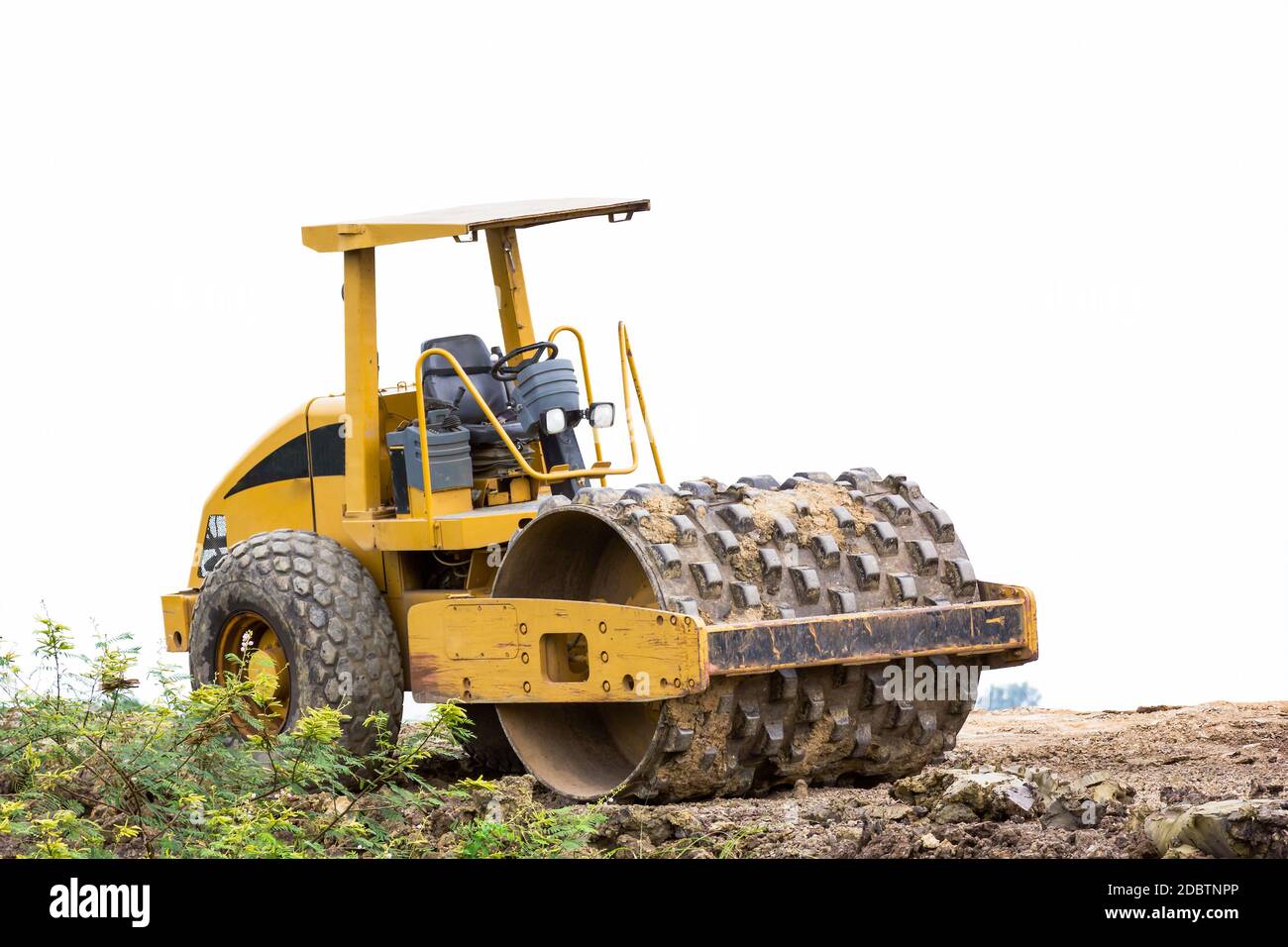 Steamroller on a working at Road Construction Site Stock Photo - Alamy