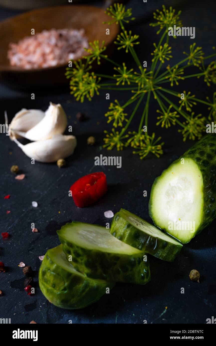 rustic fresh pickled cucumber (polish malosolne Stock Photo - Alamy