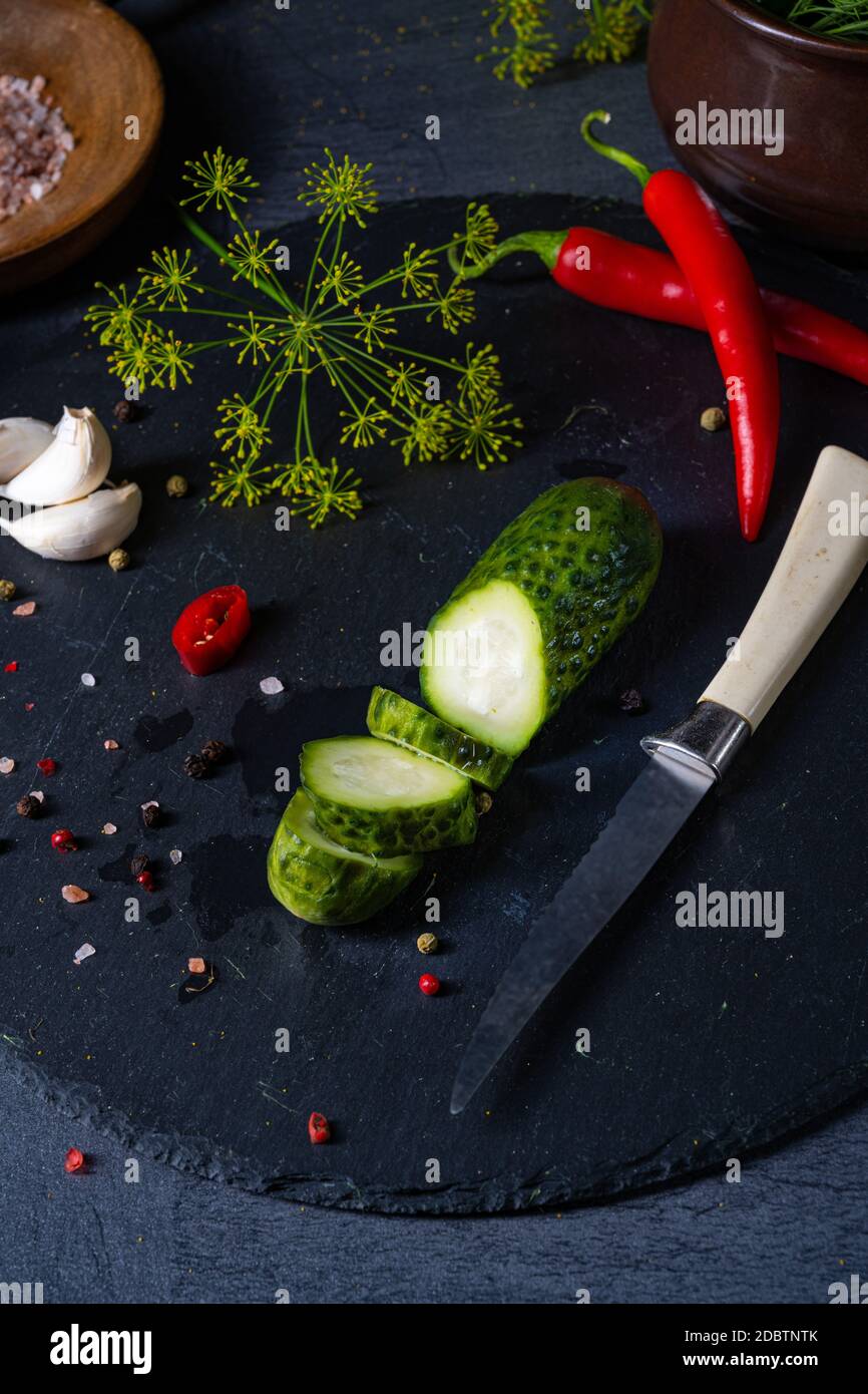 rustic fresh pickled cucumber (polish malosolne Stock Photo - Alamy