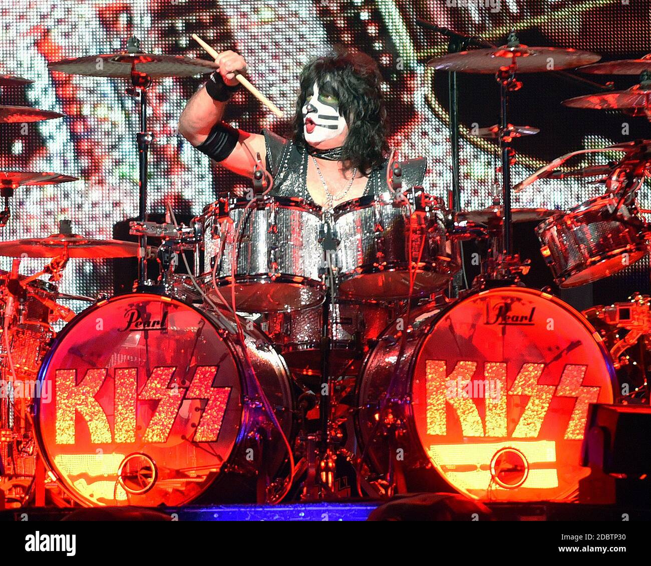 FEBRUARY 11: Eric Singer of KISS performs during the band's End Of The ...