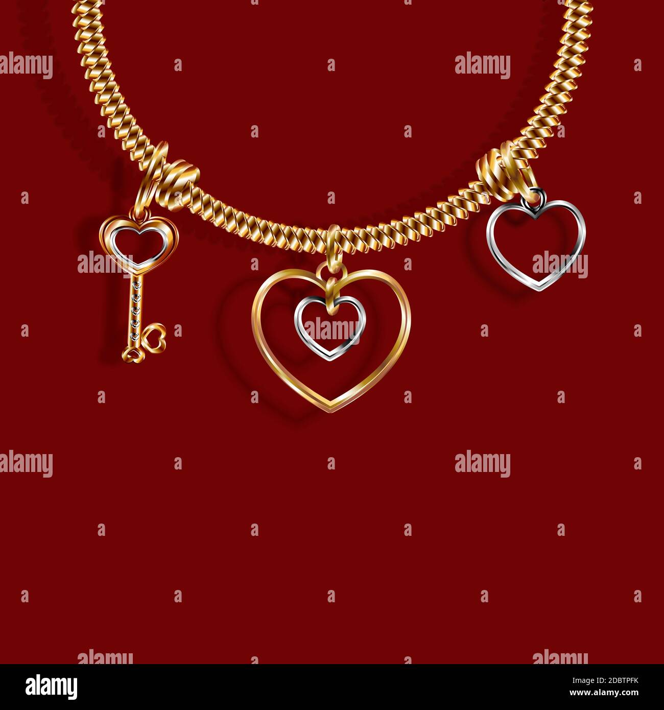 Valentine s Day. Gold bracelet with three charms Charm in the shape of ...