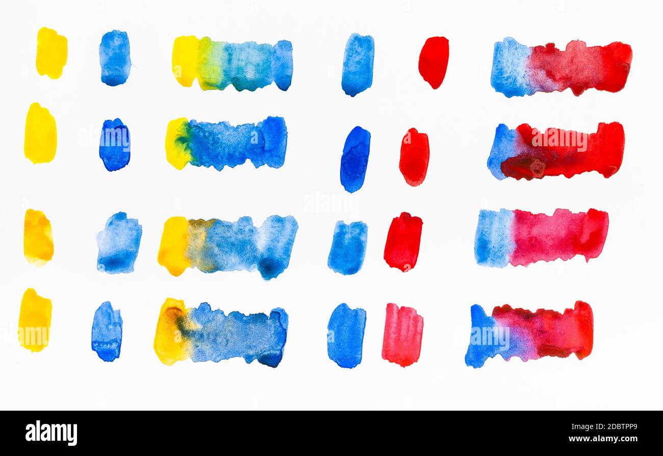 training drawing on mixing yellow and red with blue colors hand painted ...