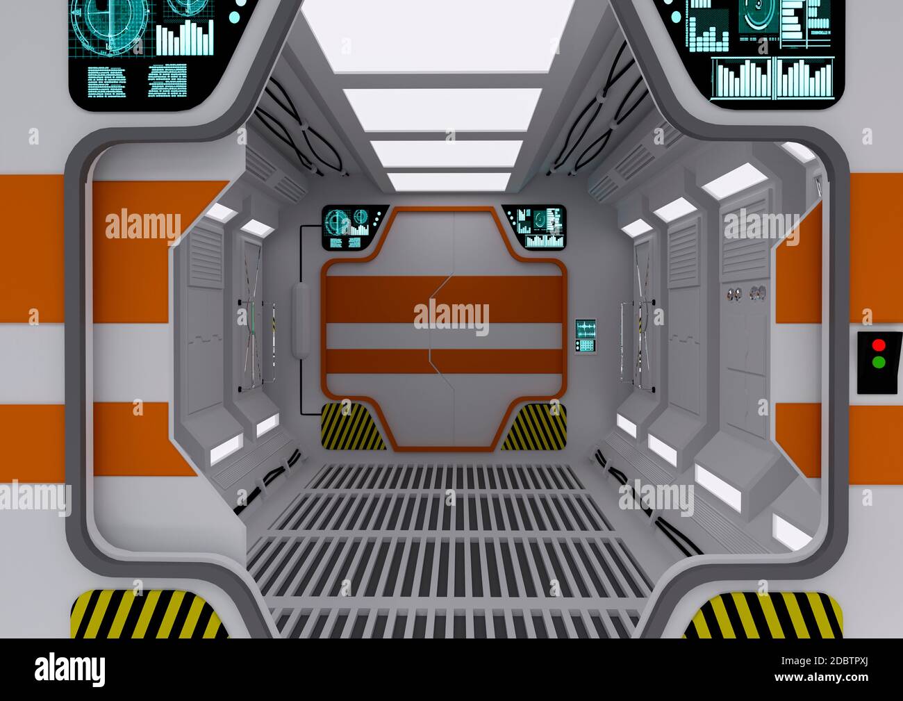 3D rendering of a futuristic sceince fiction control center Stock Photo ...