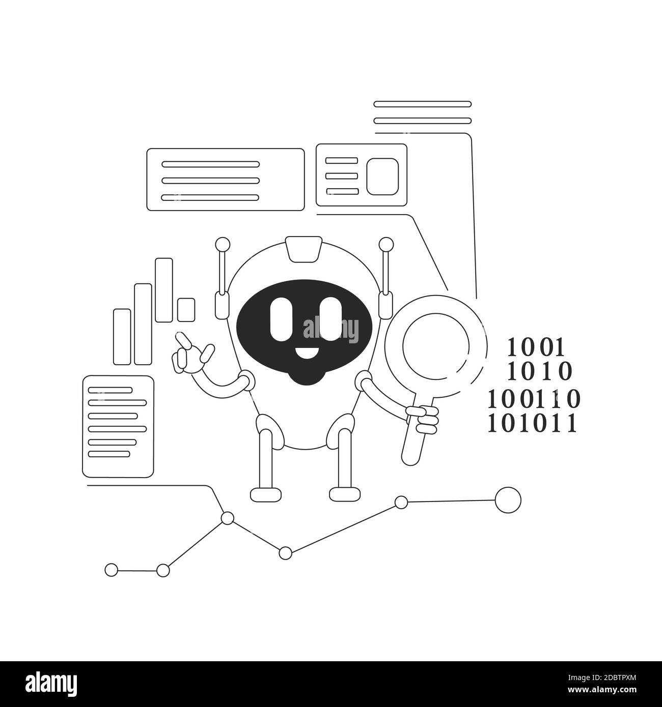 Web crawl bot thin line concept vector illustration. Algorithm robot 2D ... Web crawl bot thin line concept vector illustration. Algorithm robot 2D ...