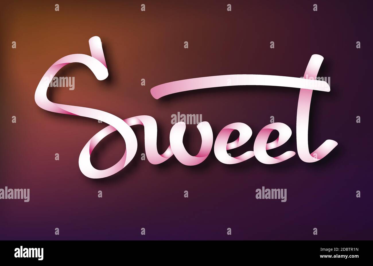 Typographical abstract template with elegant calligraphic Sweet ribbon ...