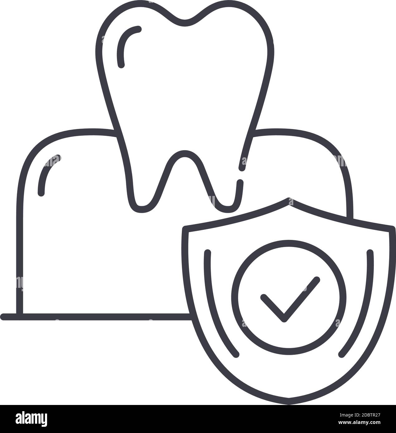 Tooth protection icon, linear isolated illustration, thin line vector ...
