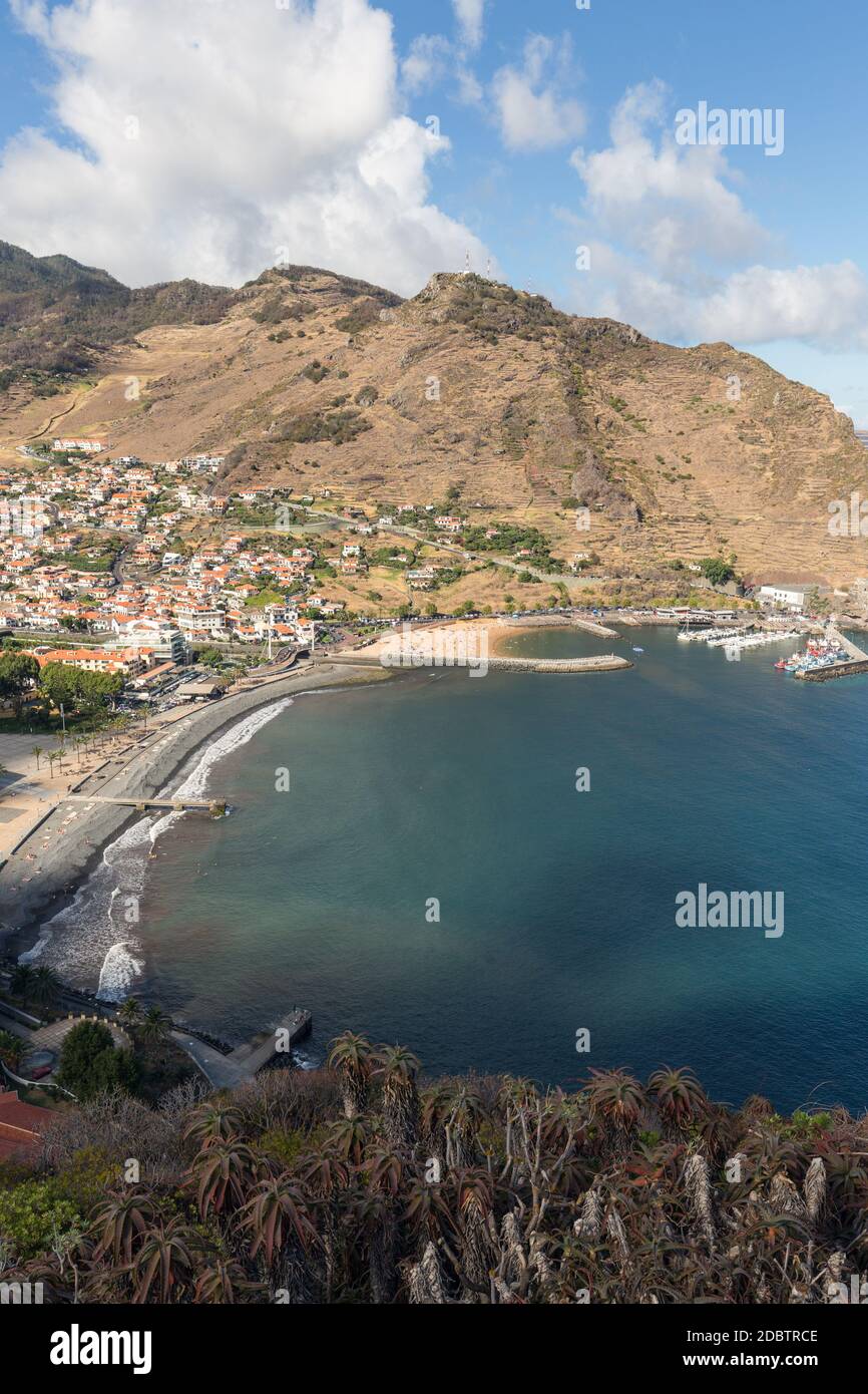 Machico bay on the east coast of Madeira Island, Portugal Stock Photo ...