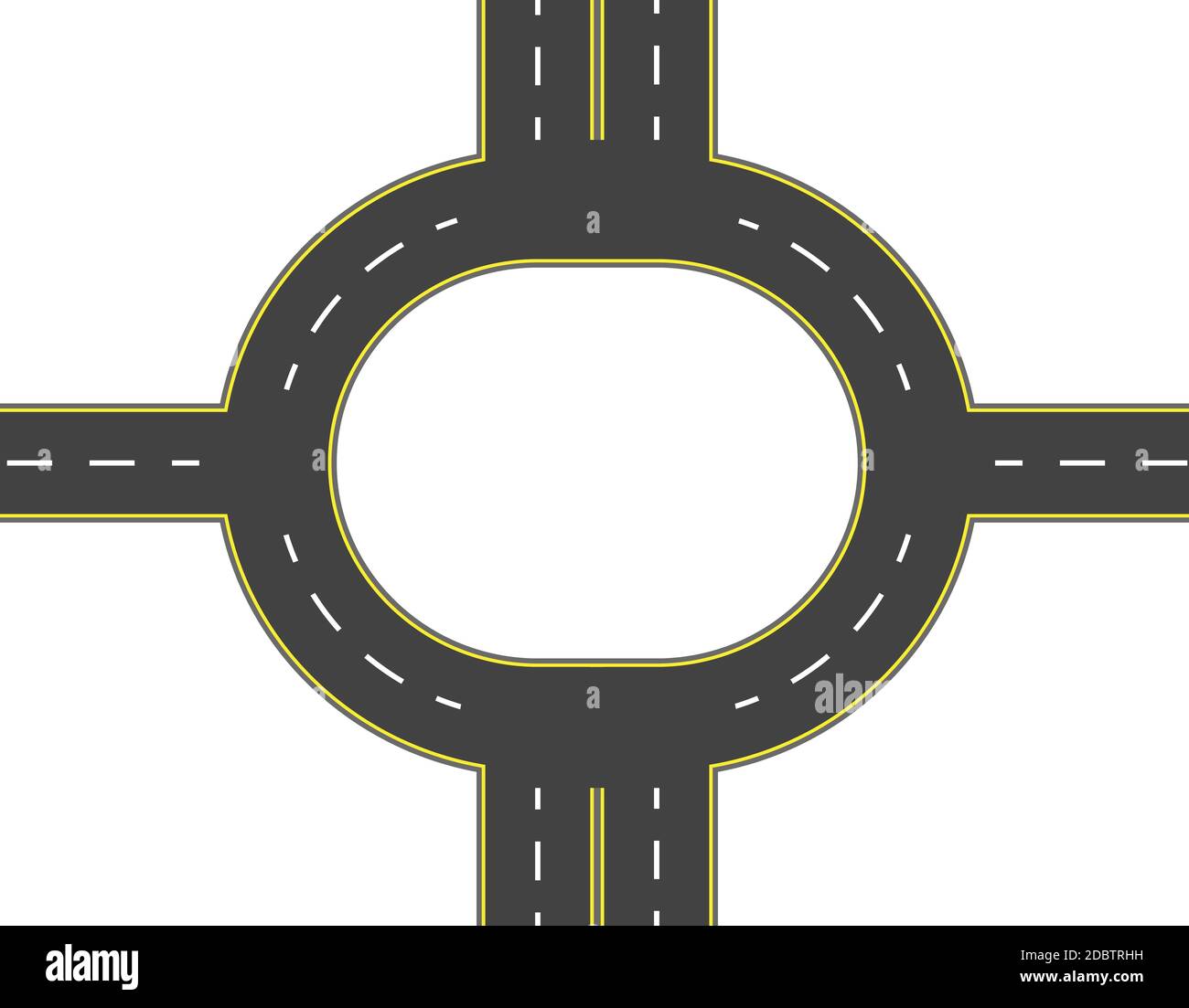 Road, highway, roundabout top view. Two and four lane roads with ...