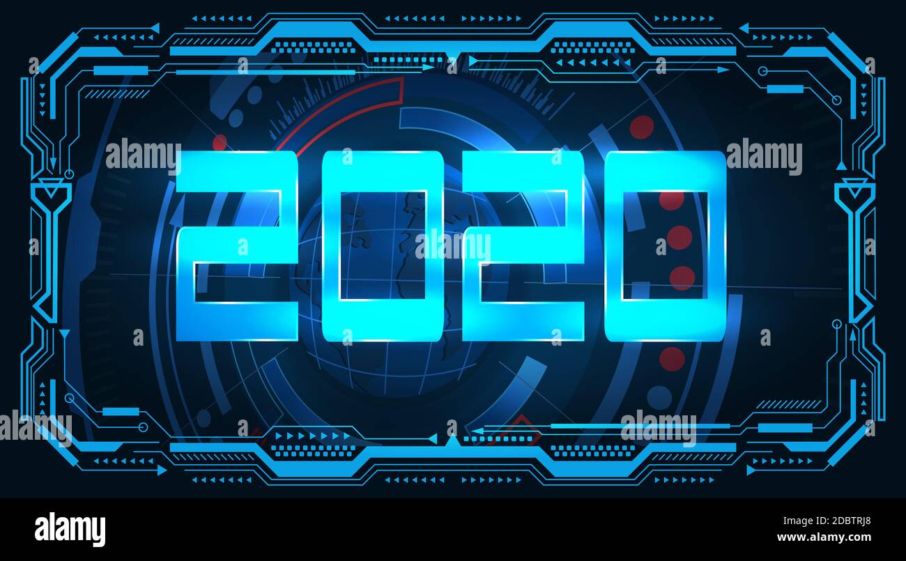 2020 New Year. Framed Banner. Computer Monitor Vector illustration ...