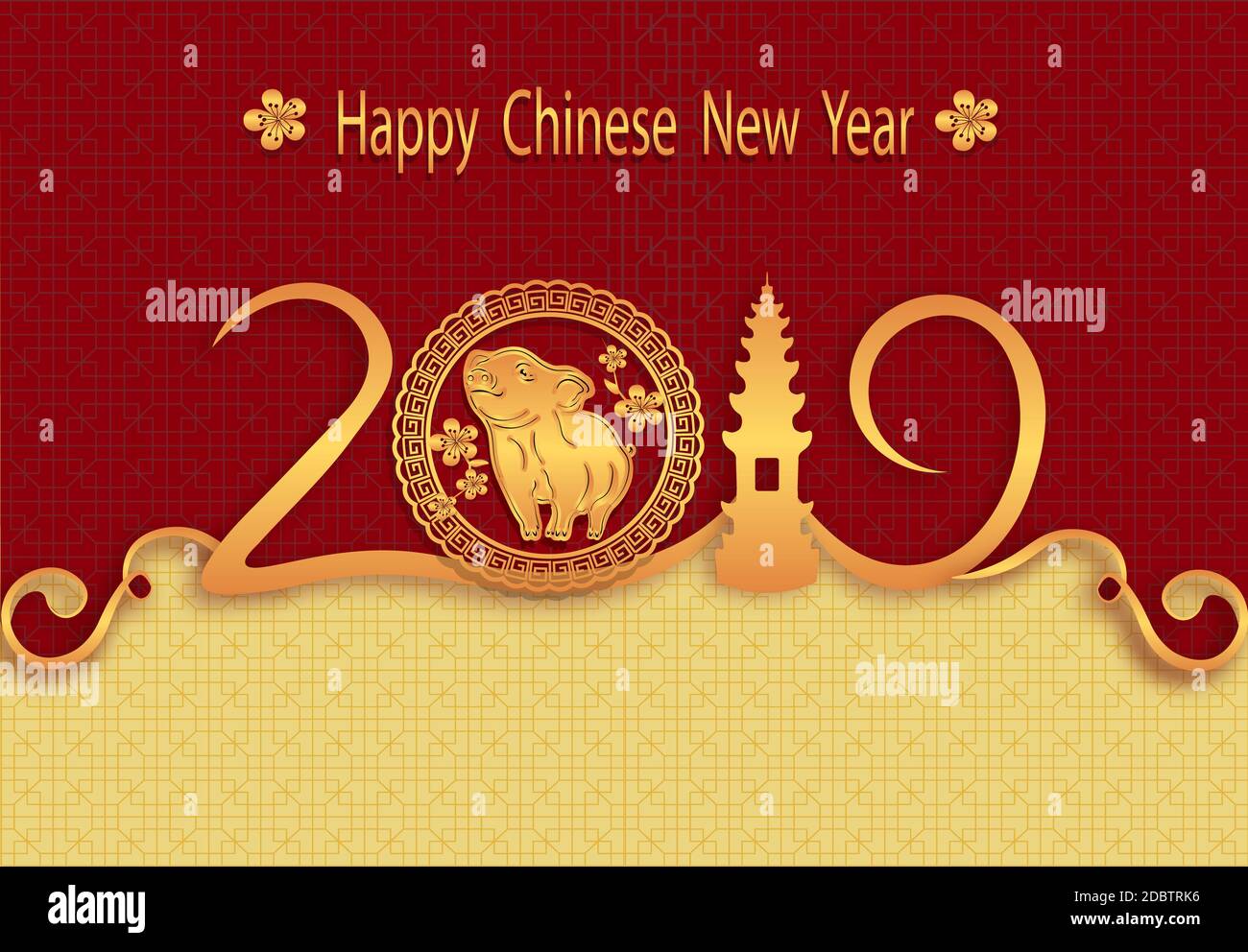 Zodiac Pigs. Chinese New Year. Figure piglet. Stylized card with the ...