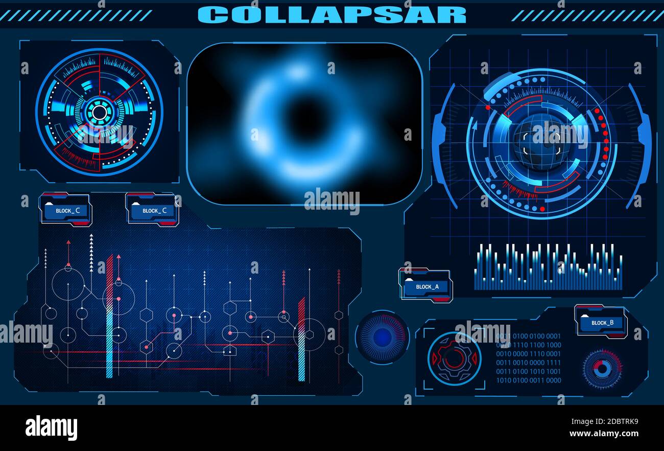 Futuristic graphic interface Black hole, total eclipse, hud design ...