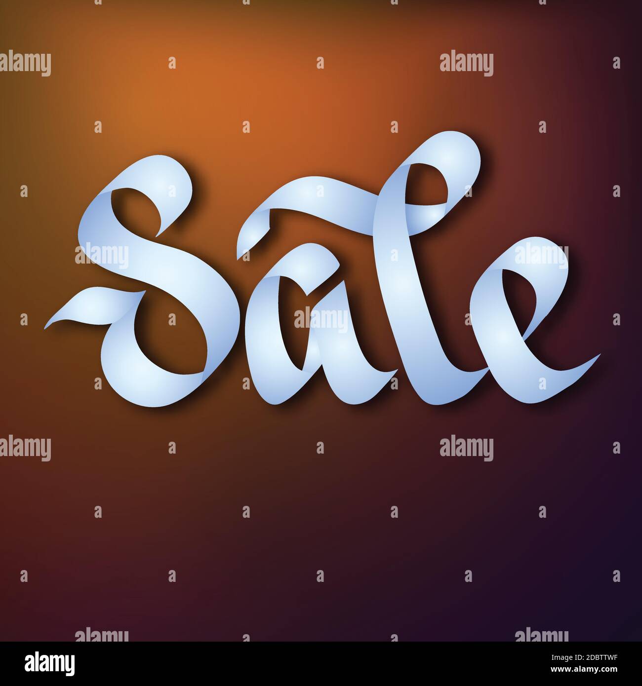 Typographical advertising concept with elegant calligraphic Sale ribbon ...