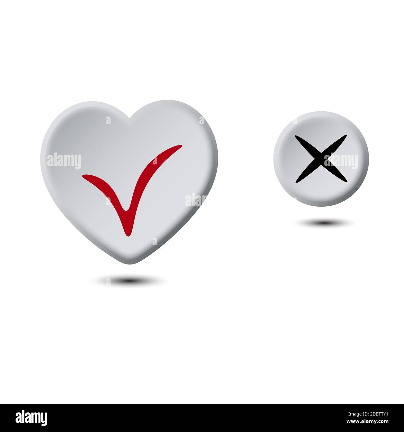 illustration of buttons in heart shape and button in the shape of a ...