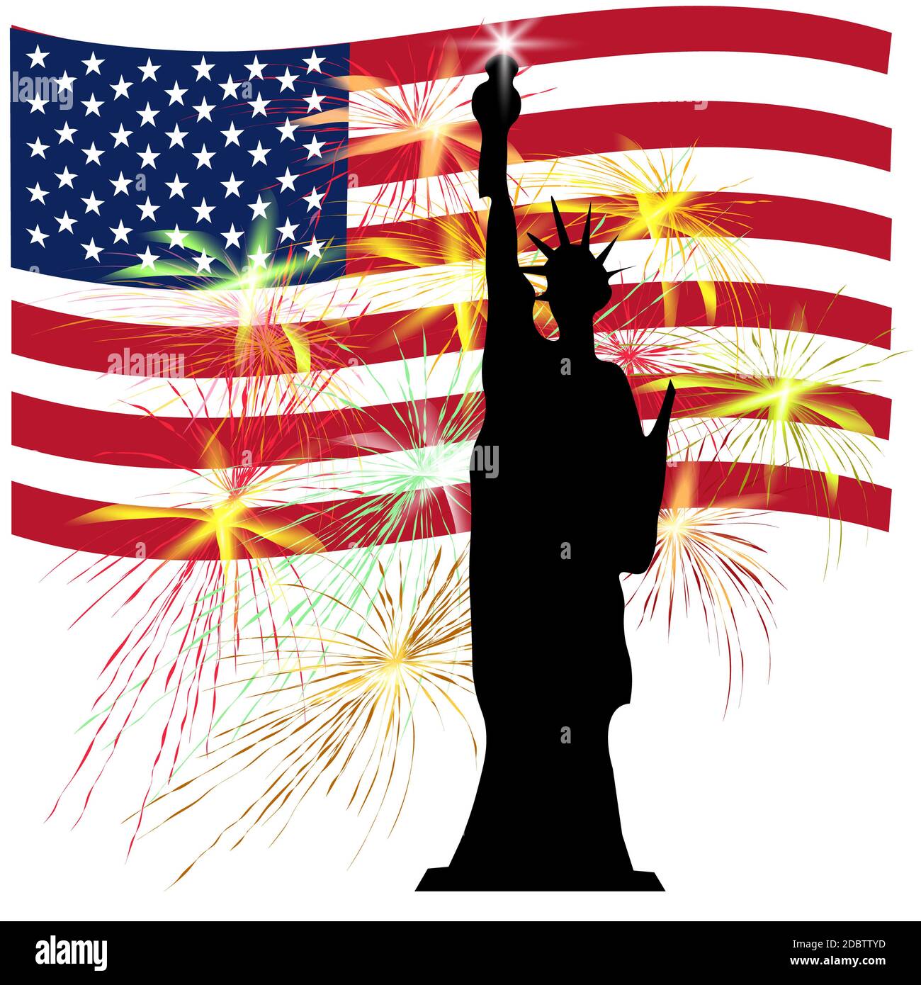 American Independence Day, the Statue of Liberty on the background of ...