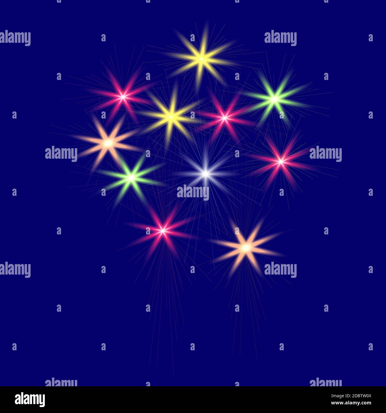 Festive, multi-colored fireworks on a blue background vector ...