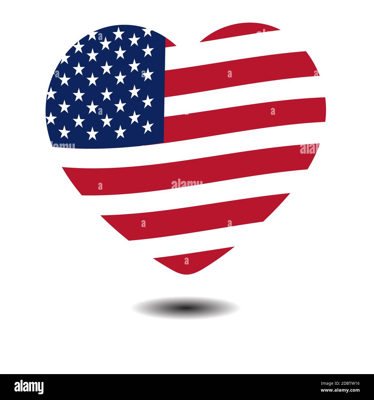 American Independence Day, a big heart, US symbols, vector illustration ...