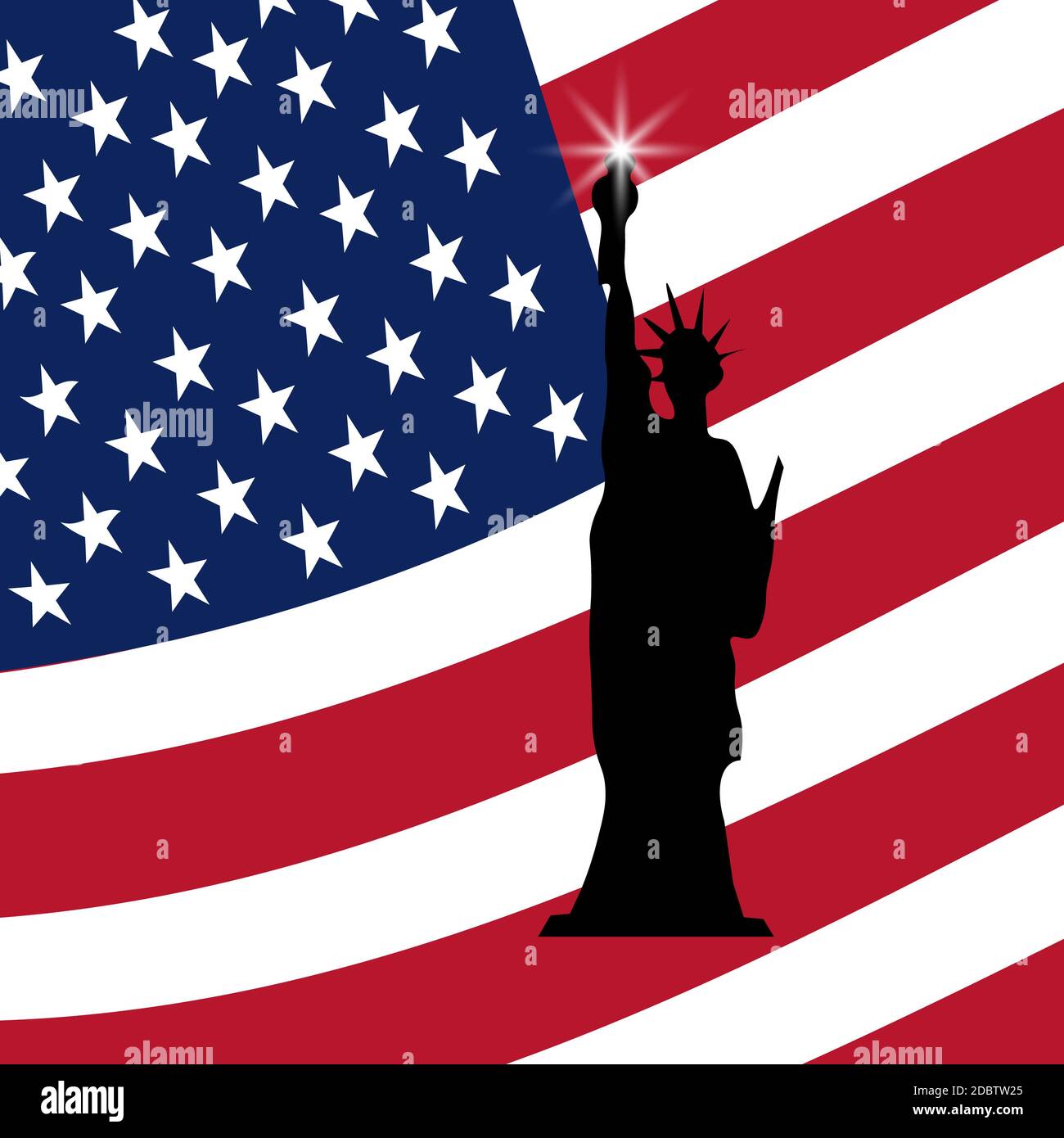 American Independence Day, the Statue of Liberty, US symbols, vector ...