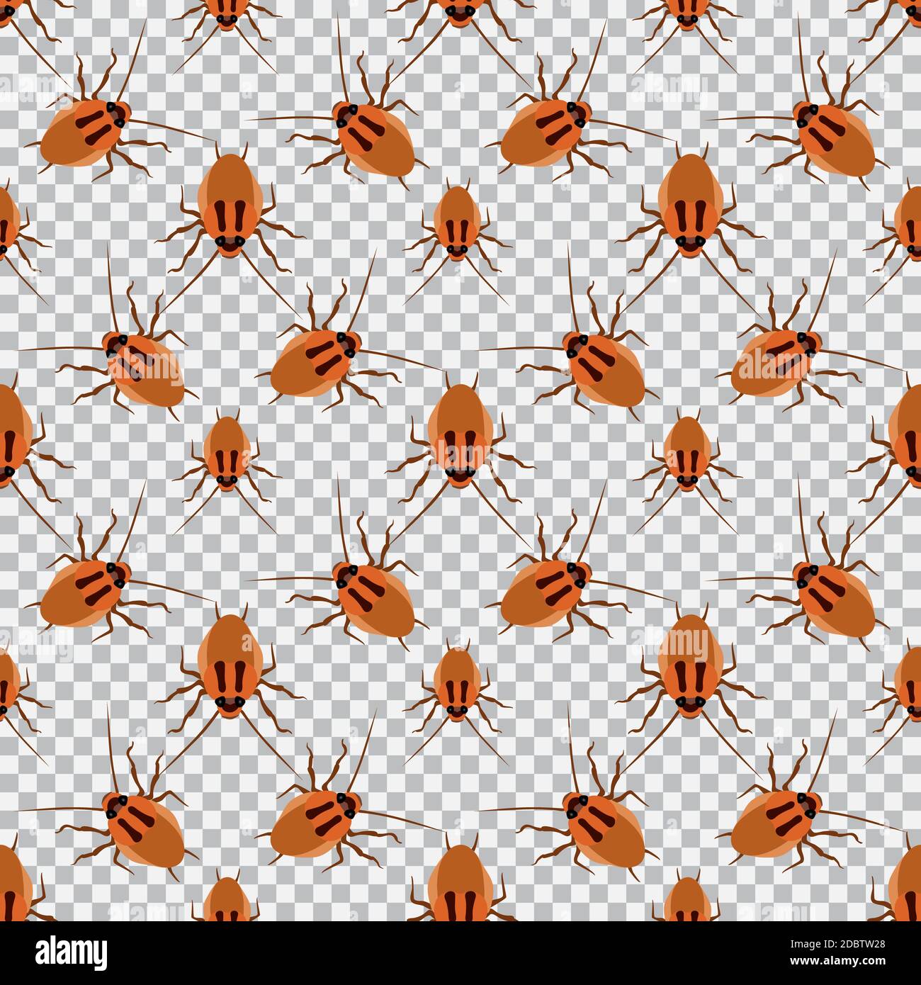 Seamless pattern cockroach on a checkered background. Cockroach, beetle ...