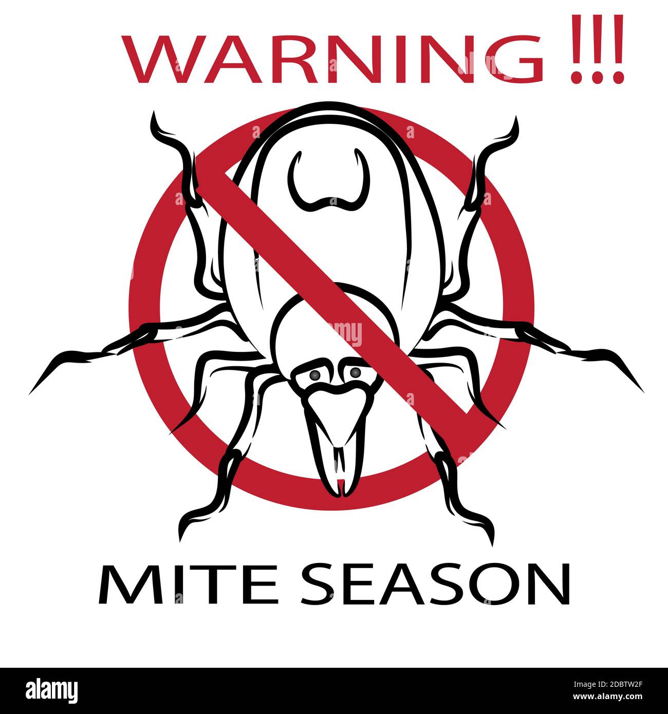Symbol parasite warning sign. Ticks be careful. Ticks season. Mite ...