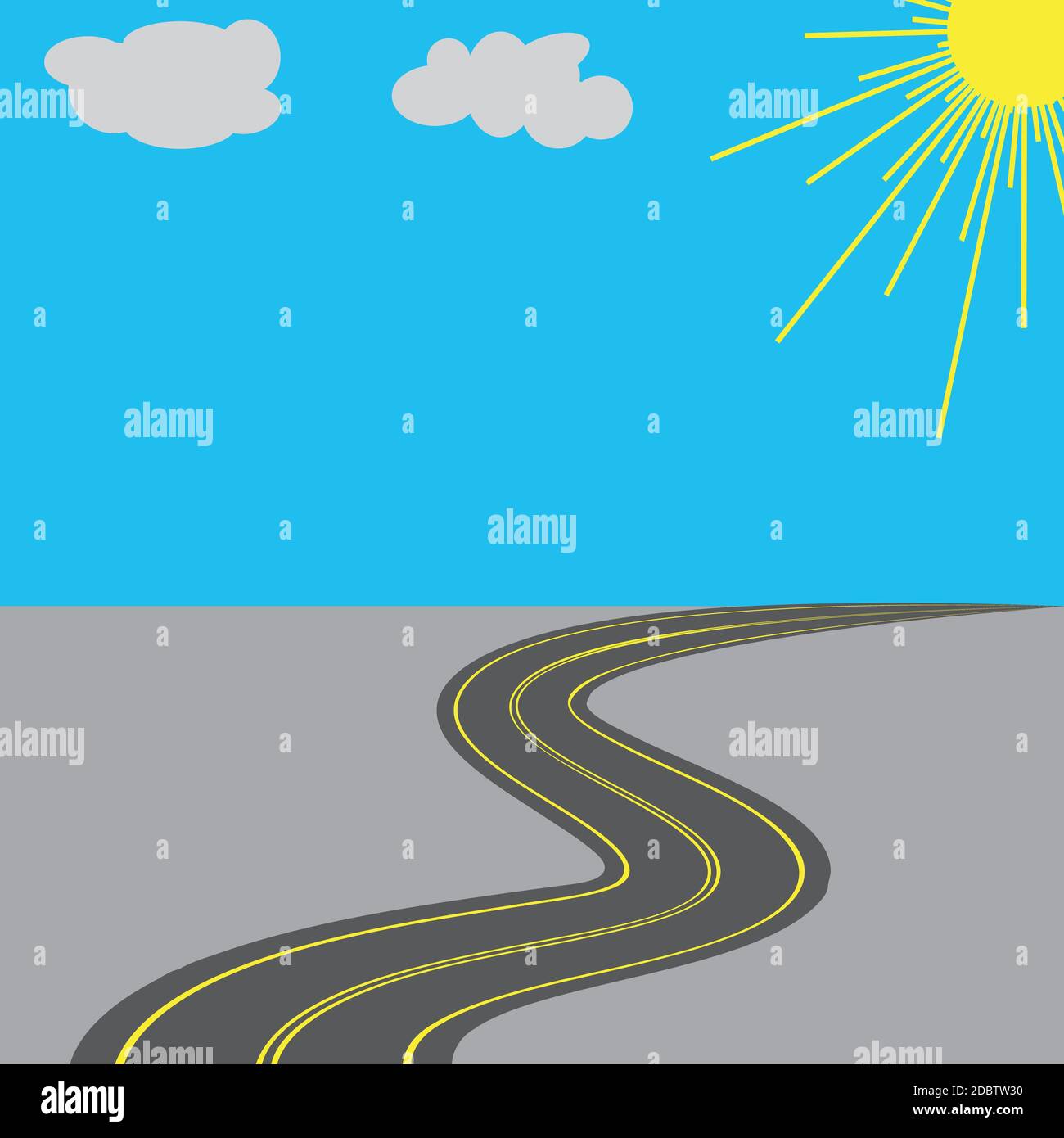 Road with yellow markings in the long term. Vector illustration Stock ...