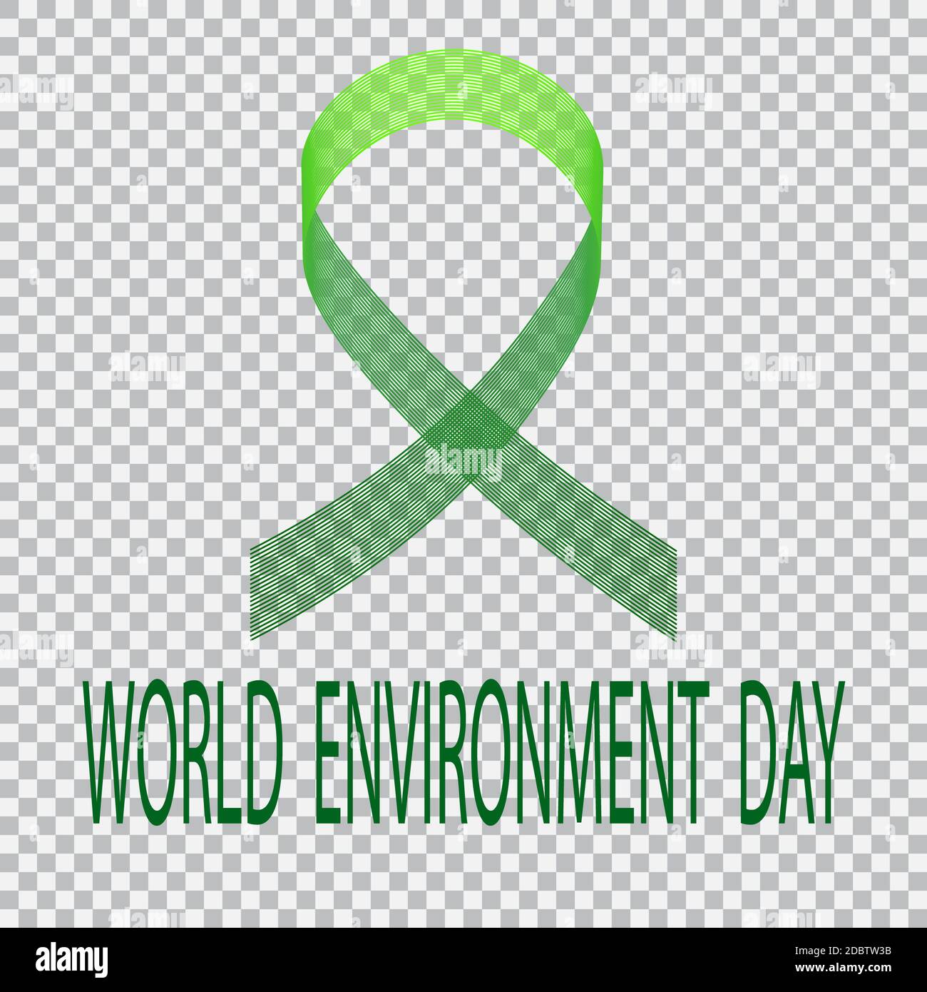 Green ribbon on a plaid background. Environment Day. Vector ...