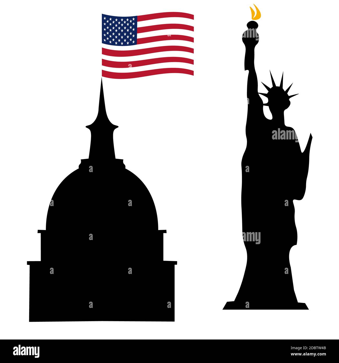 American Independence Day, the Statue of Liberty, US symbols, vector ...