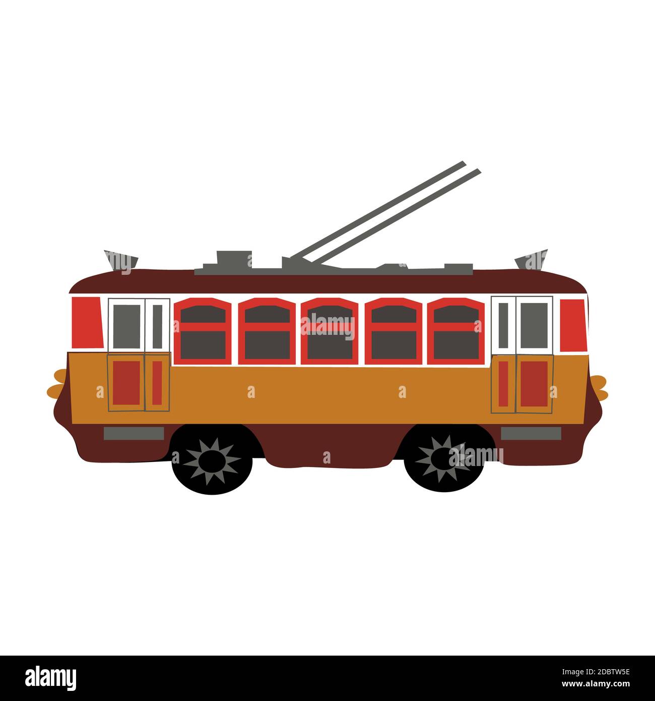Figure yellow, a small trolley on white background. Vector illustration ...