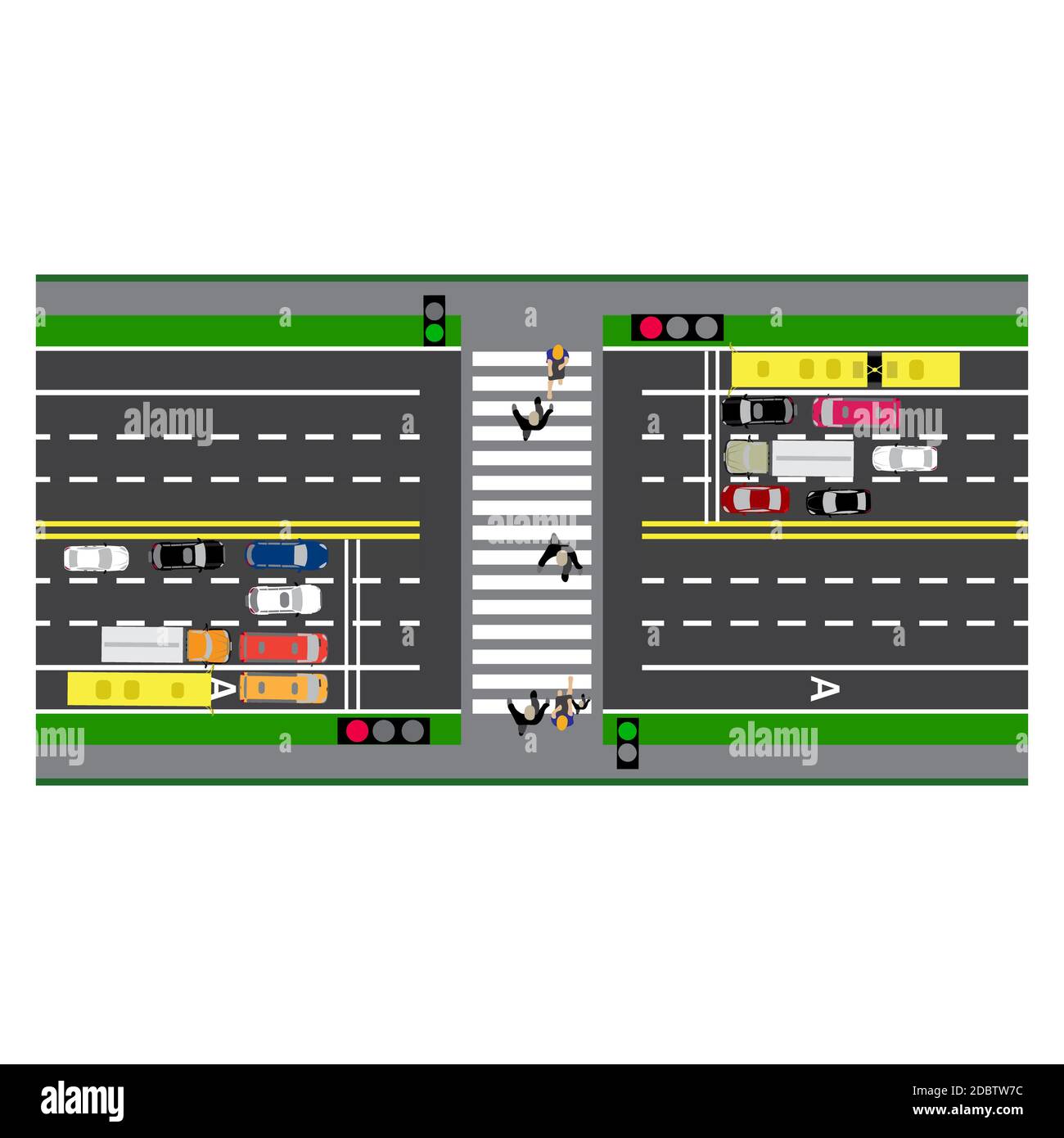 Road infographics. Plot road, highway, street. Crossing. With different ...