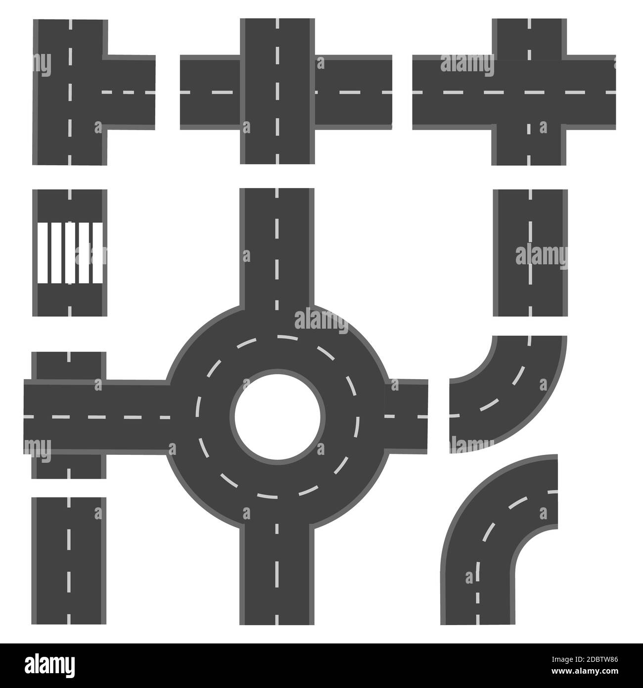 Set of different road sections. Vector illustration Stock Photo - Alamy
