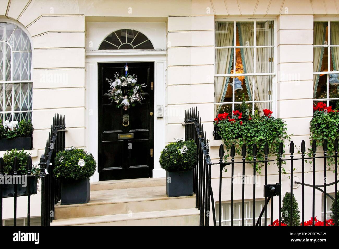 Traditional British home front with Christmas decoration Stock Photo ...
