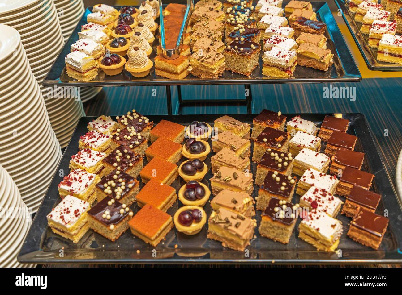 Big Selecton of Cakes Dessert Buffet Tray Stock Photo - Alamy