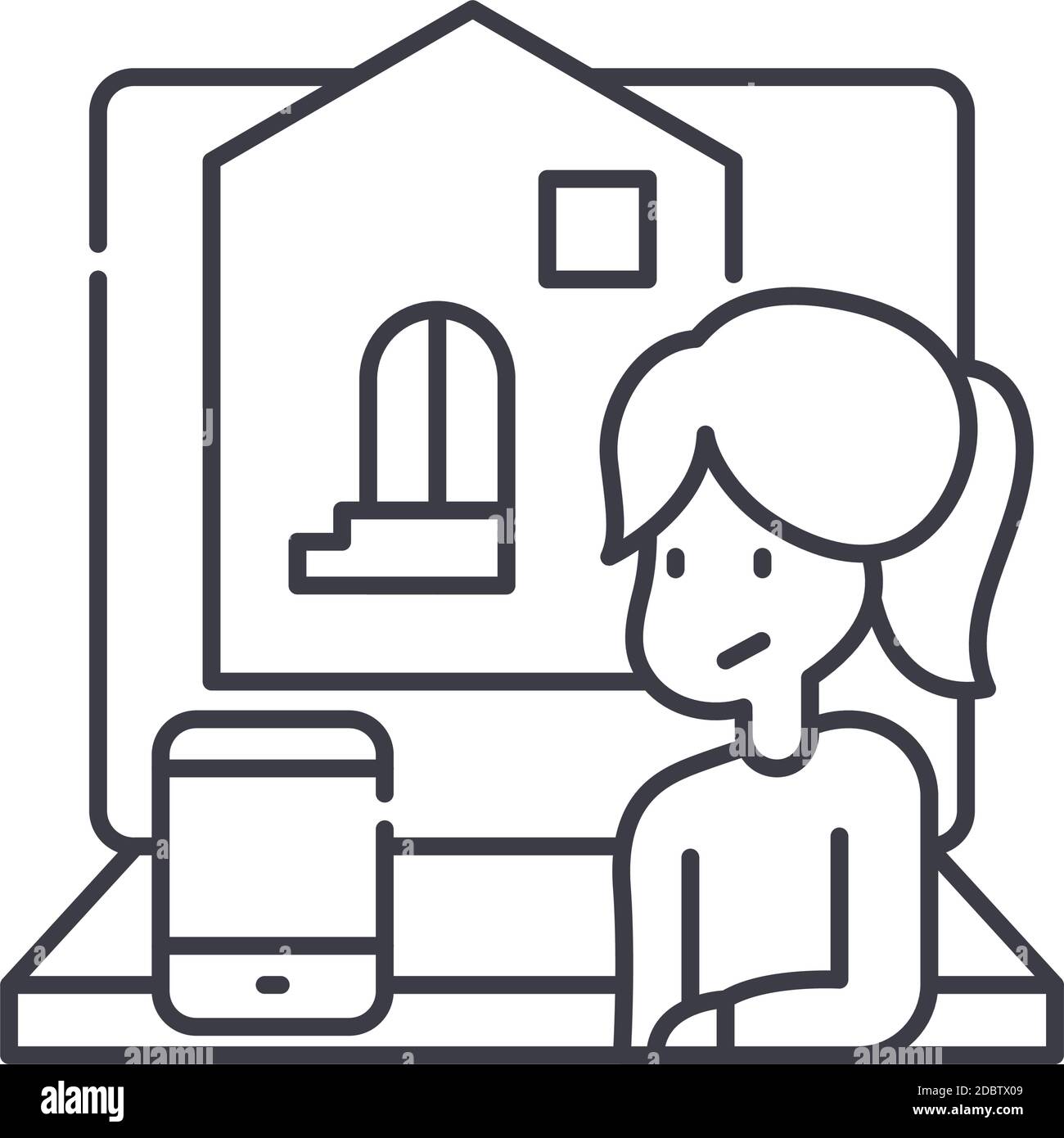 Work at home icon, linear isolated illustration, thin line vector, web ...