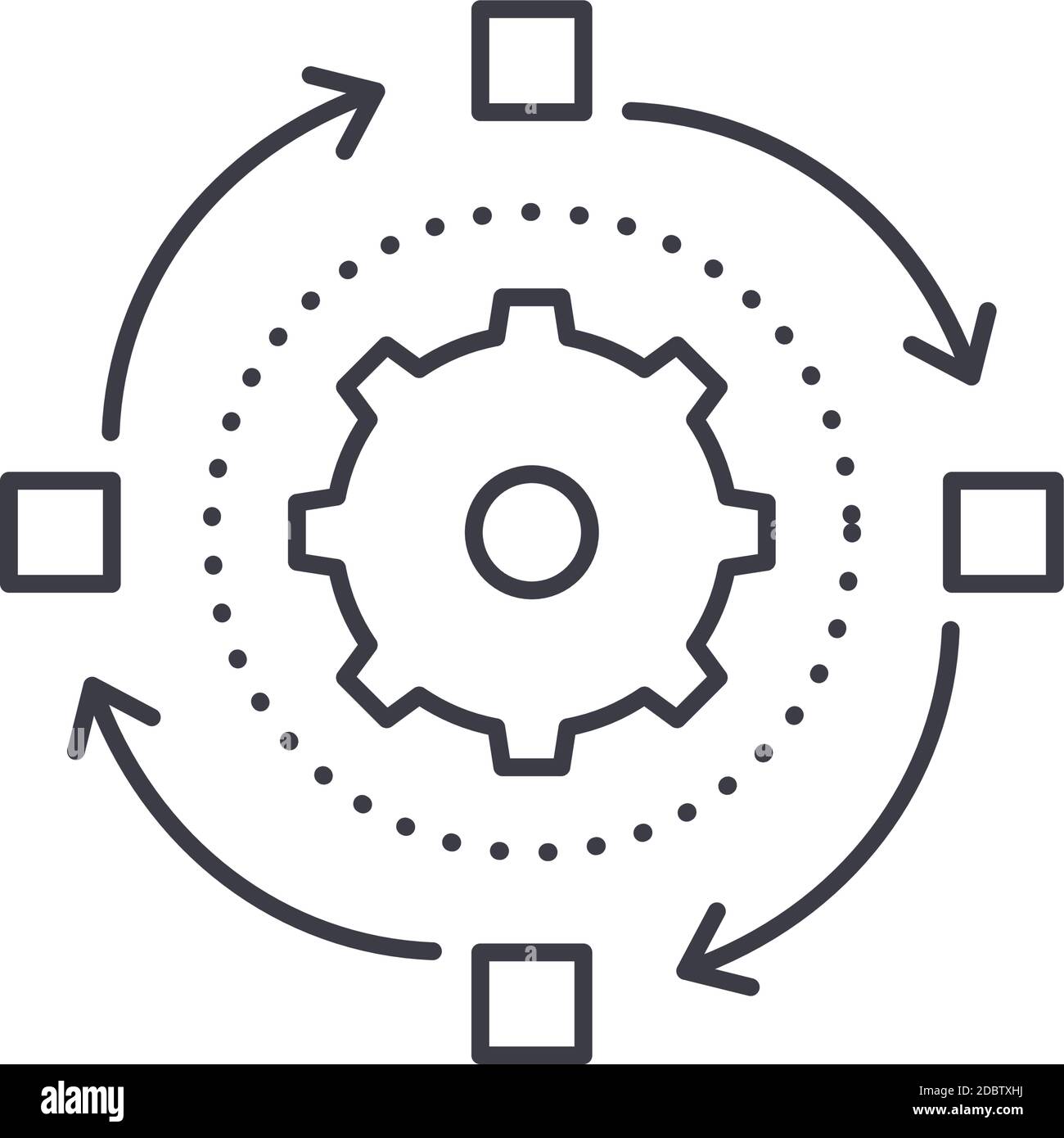 Workflow planning icon, linear isolated illustration, thin line vector ...