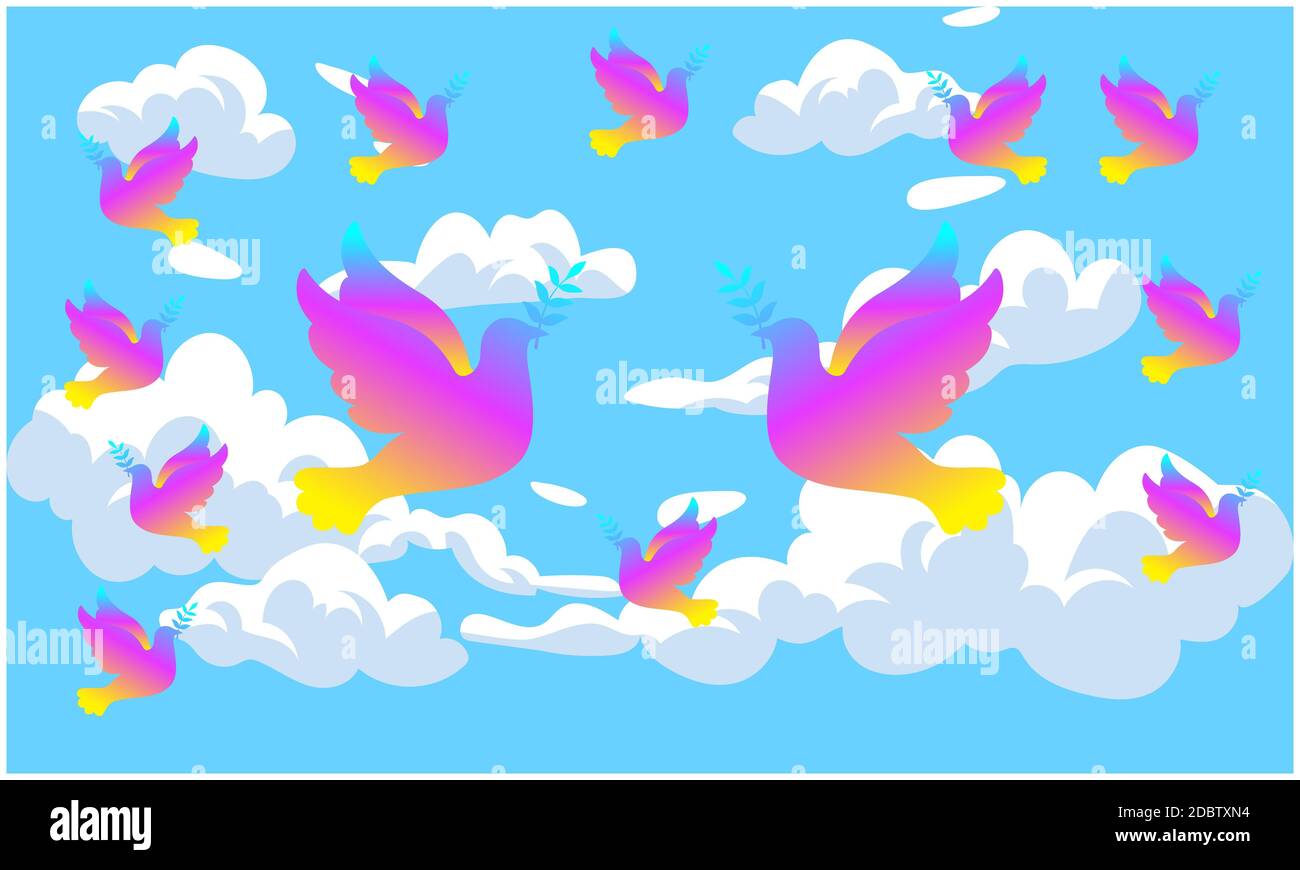 Colorful Birds Flying In The Sky