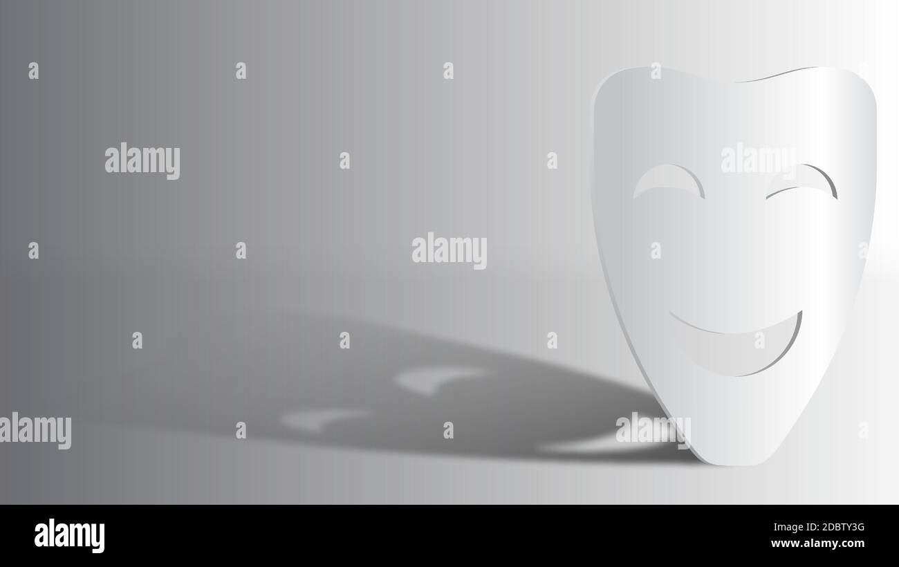 smiling comedy theater mask on gray background. Theatrical premieres ...