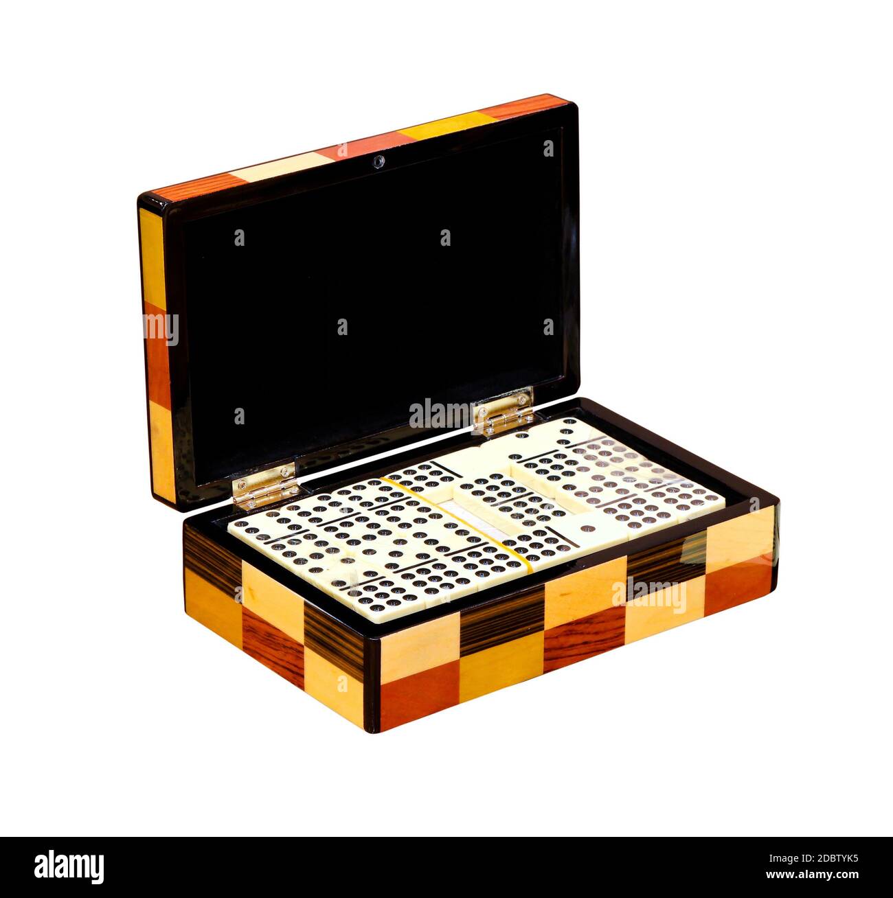 Dominos in wooden box isolated with clipping path included Stock Photo ...