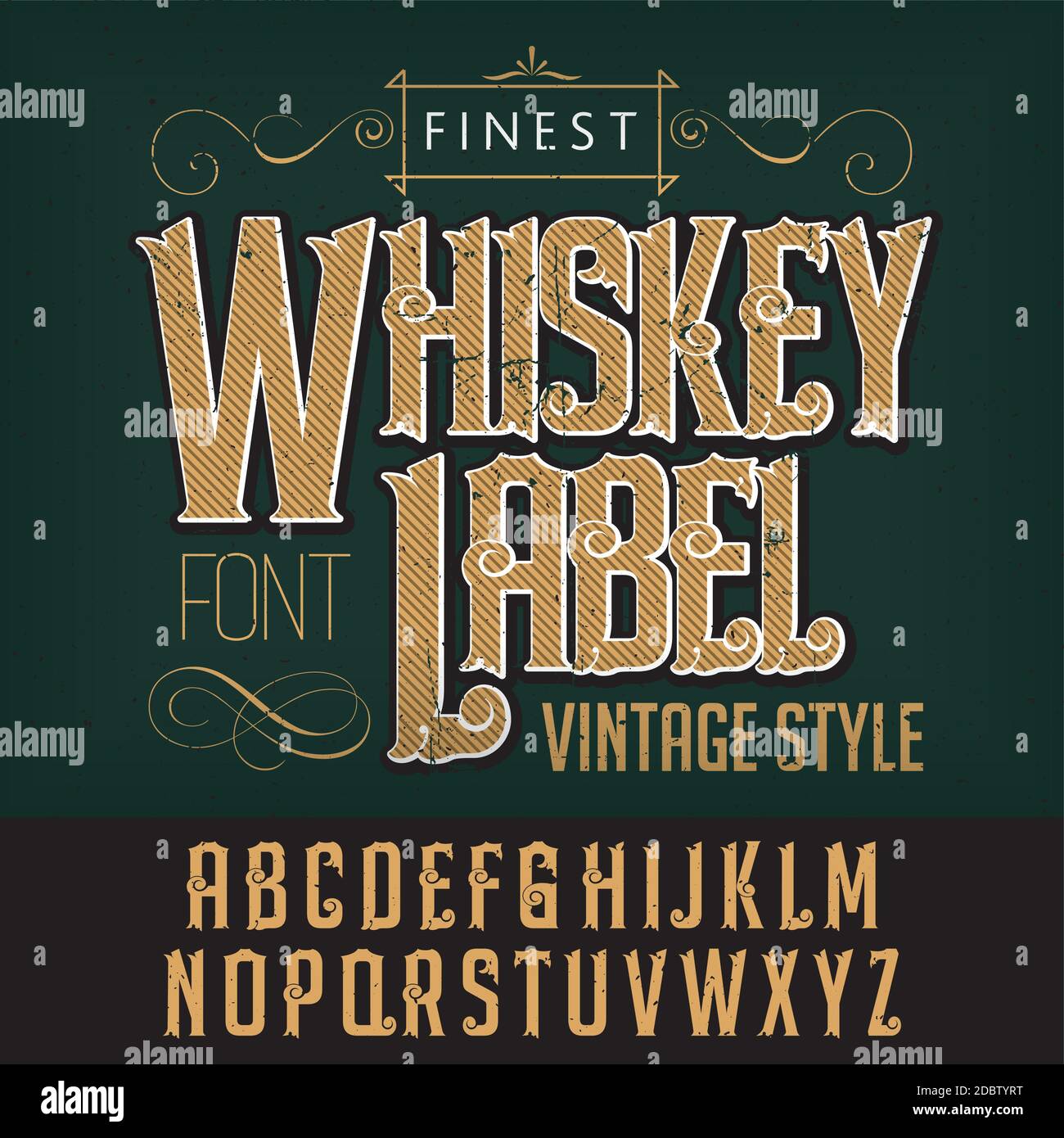 Finest Whiskey Typeface Poster with decoration on black background ...