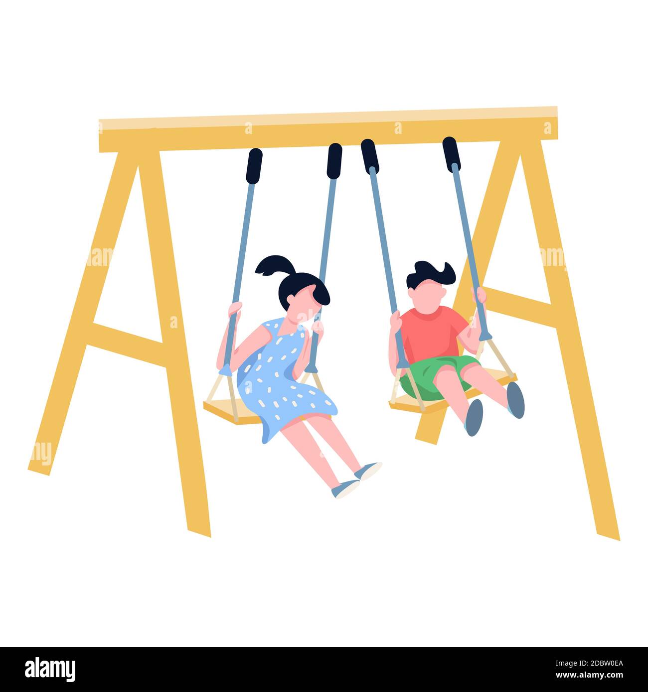 Kids On Swing Cartoon